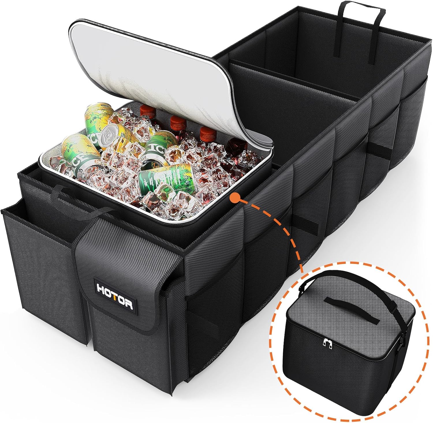 HOTOR Trunk Organizer for Car & SUV, Sturdy Car Organizer with Removab
